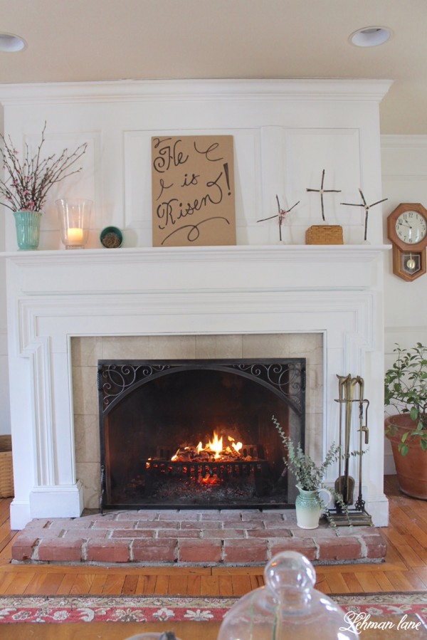 Beautiful Easter Mantel Decor & DIY Simple Cross Craft - Lehman Lane