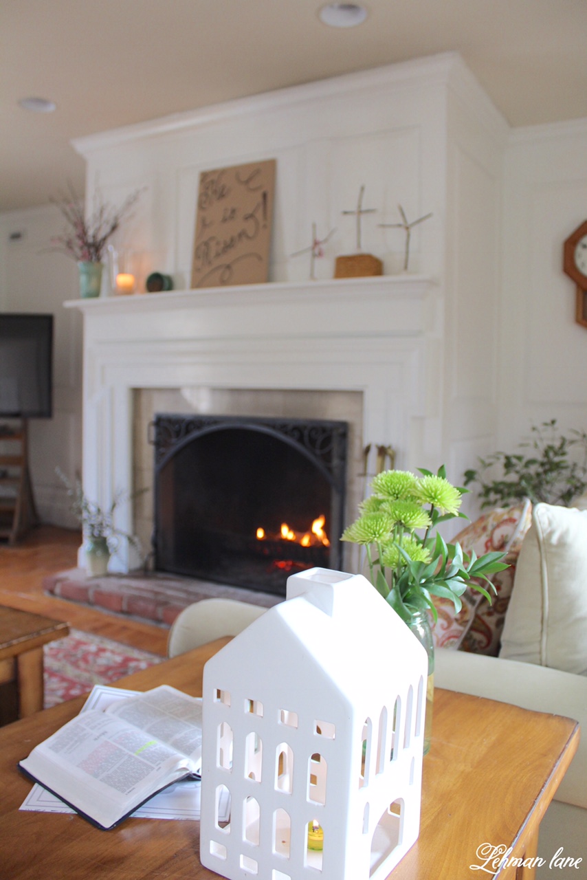 Beautiful Easter Mantel Decor & DIY Simple Cross Craft - Lehman Lane