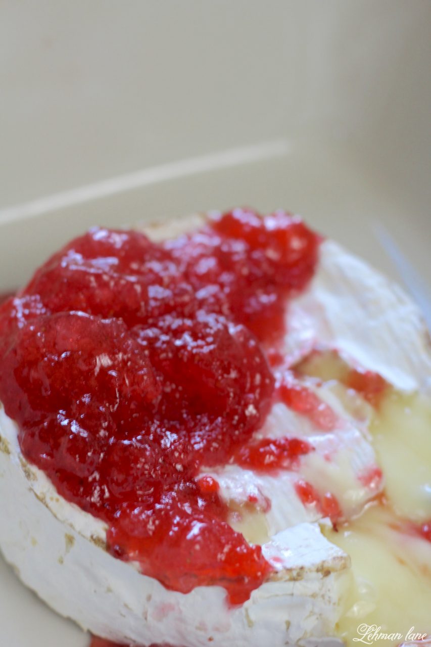10 Minute Simple Baked Brie with Strawberry Jam Recipe - Lehman Lane