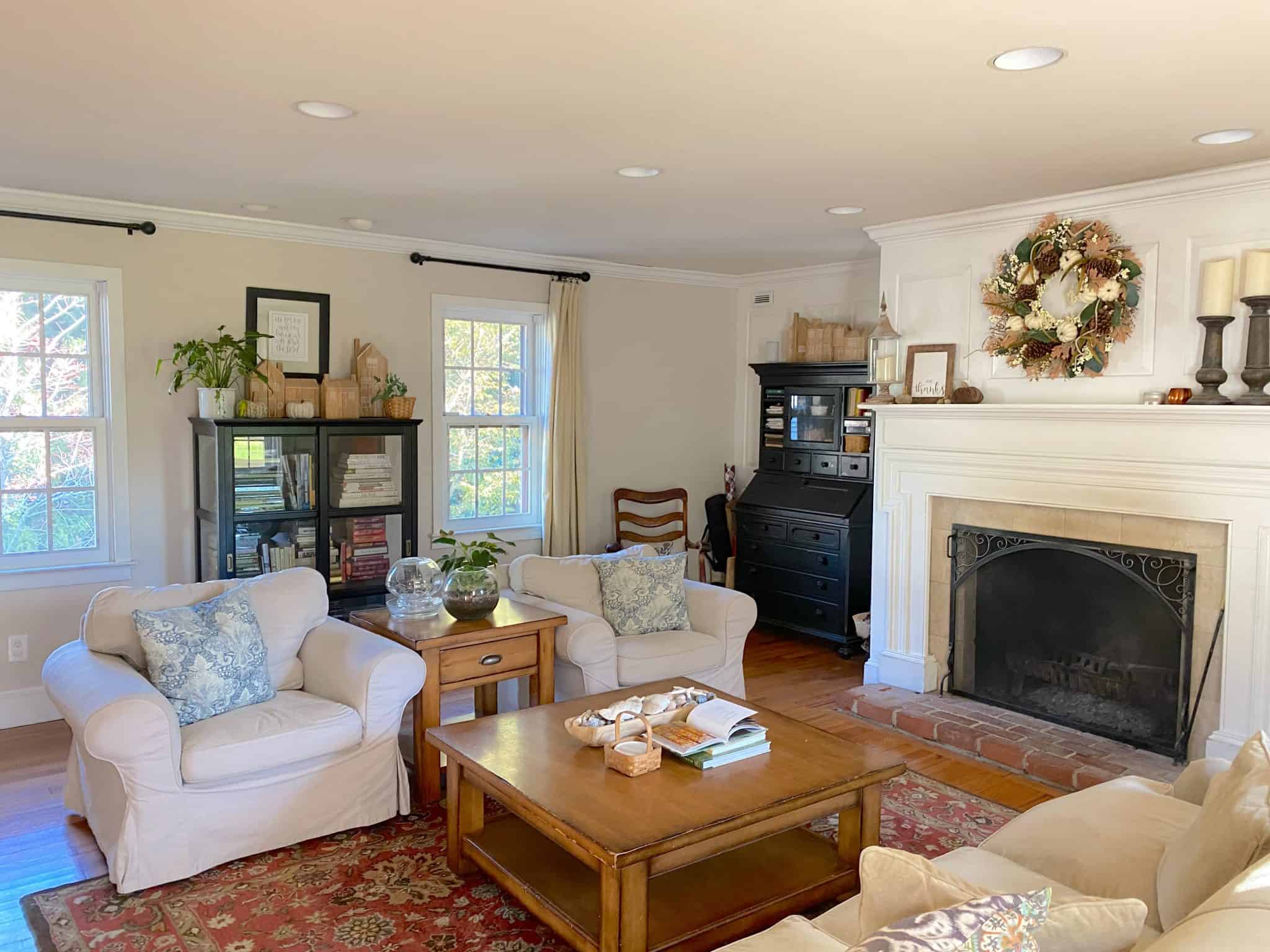 Beautiful Ikea Malsjo Glass Door Cabinet in the Living Room - Lehman Lane
